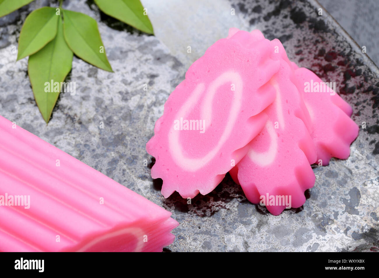 Japanese food, Naruto kamaboko on gray dish Stock Photo - Alamy