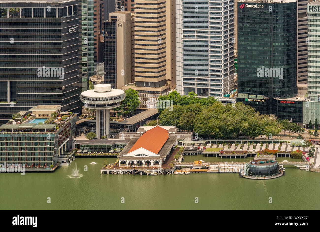 Singapore - March 21, 2019: Shot from Sands roof. Birds eye view on ...