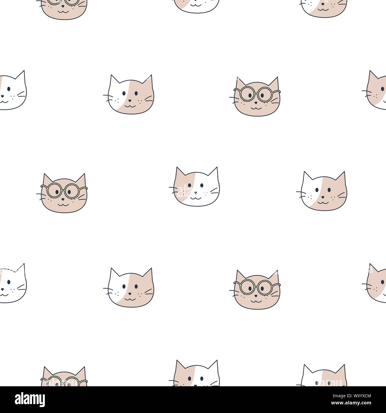 Cute cats kids seamless pattern. Child animal pet background Stock ...