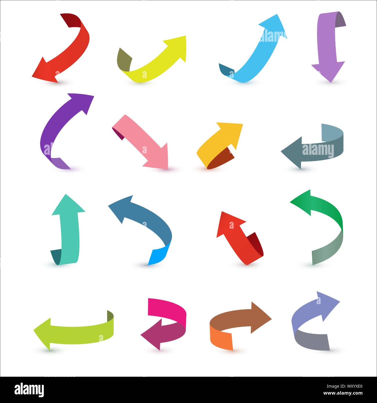 Colorful ribbon arrow set. Arrow stickerst various angles and ...