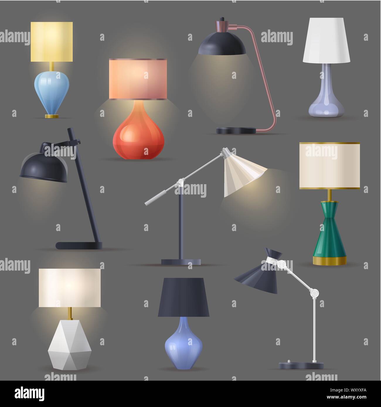 Night lamps. Table, desk light with stand Stock Vector Image & Art - Alamy