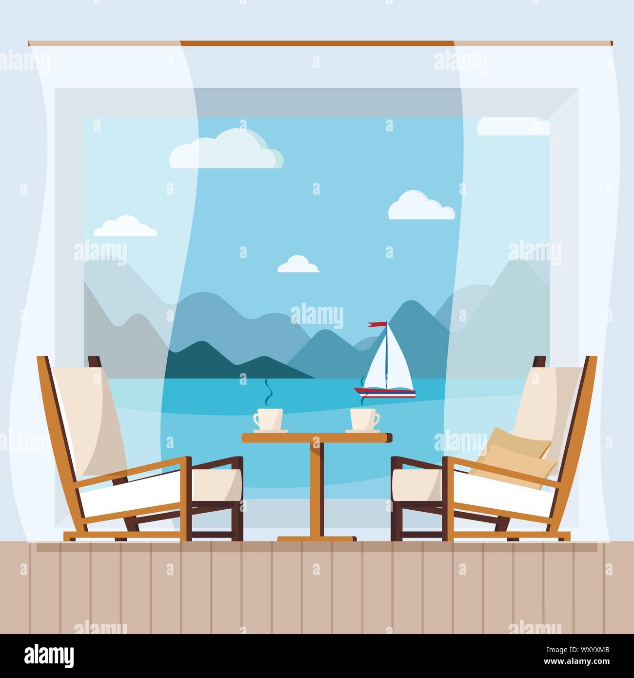 Patio furniture on balcony Stock Vector Images - Alamy