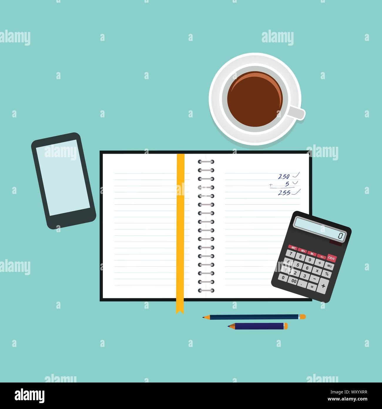 Vector Flat Design office Accessories, Elements and Icons Stock Vector ...