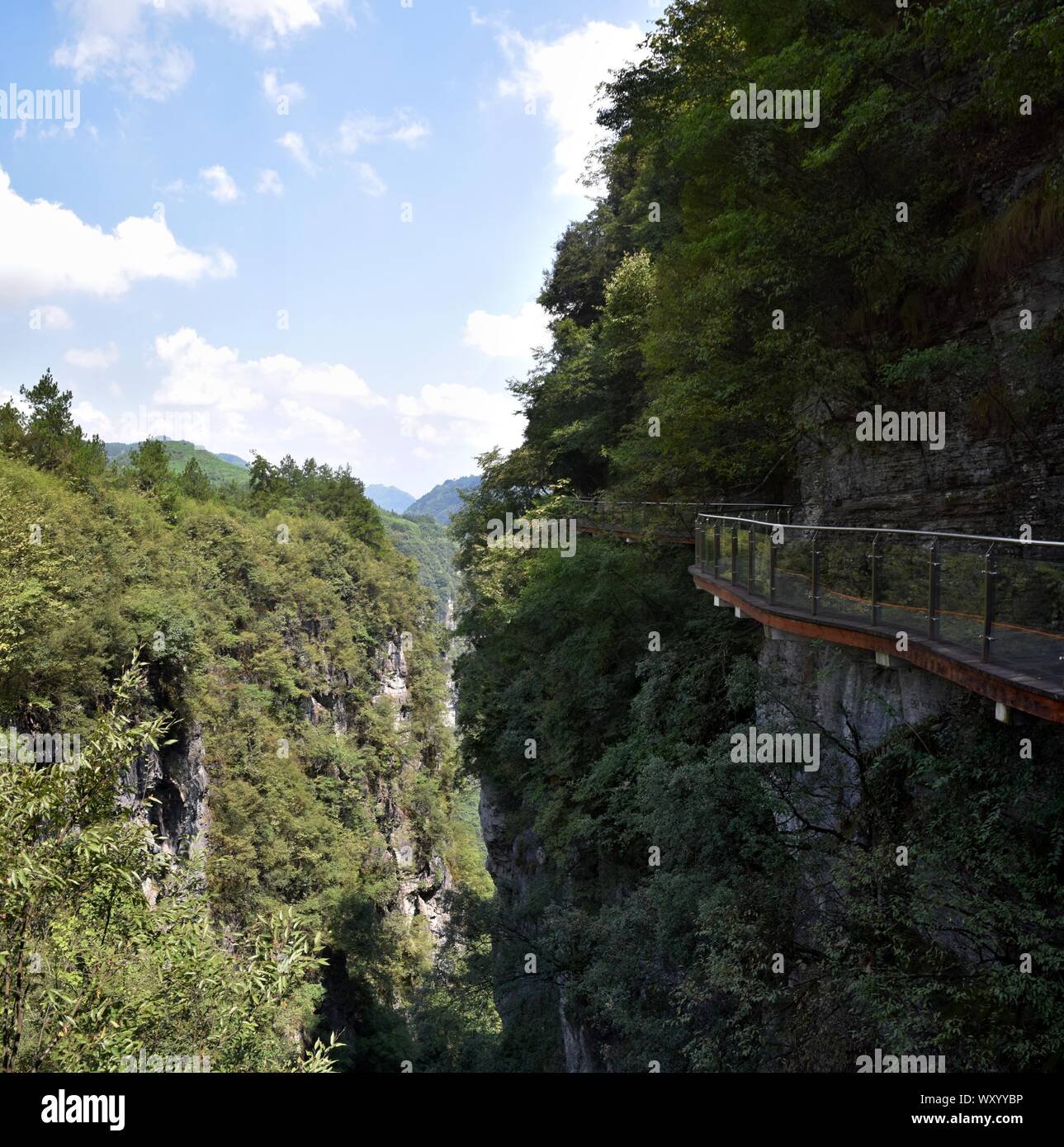 Sky walk on the top of the mountains near well known Aizhai bridge in ...
