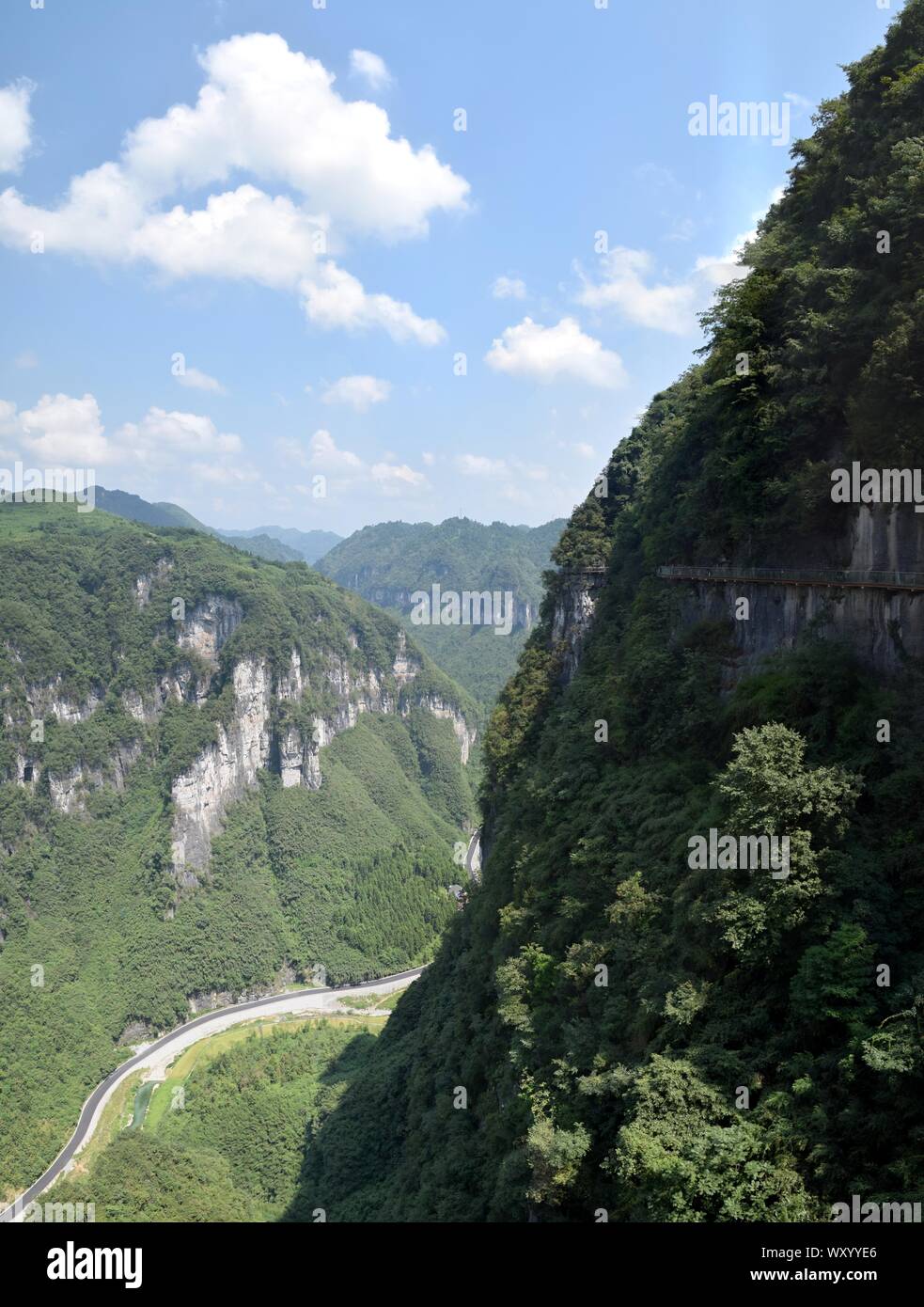 Sky walk on the top of the mountains near well known Aizhai bridge in ...