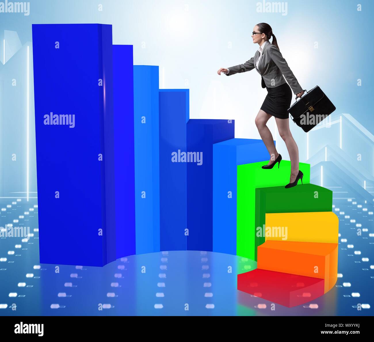 The career development with stairs in business concept Stock Photo - Alamy
