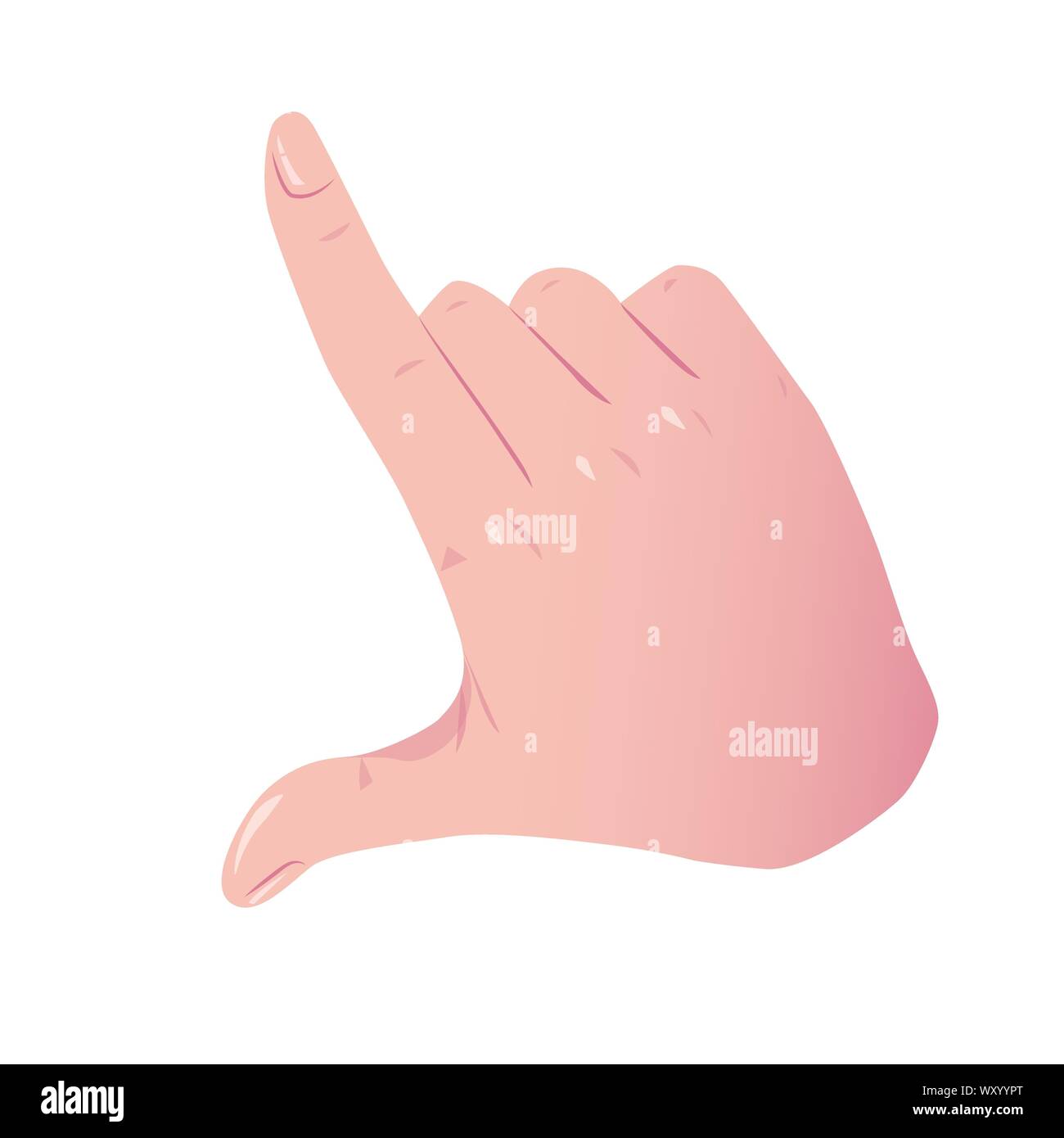 Flat hand touching screen gesture. Pointing Hand like Push Button sign ...