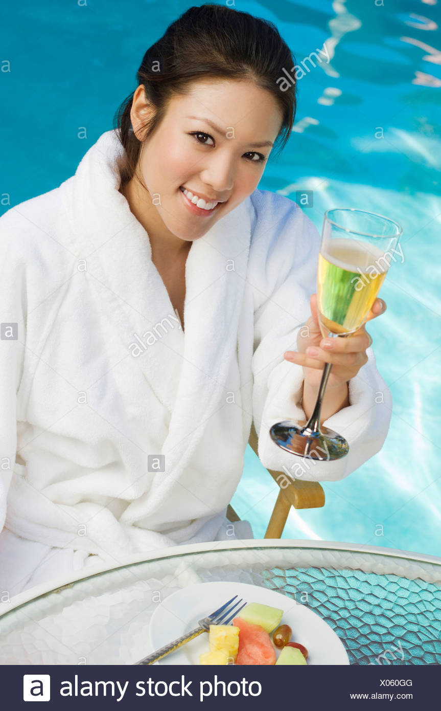 Woman Drinking Wine And Pool High Resolution Stock Photography and ...