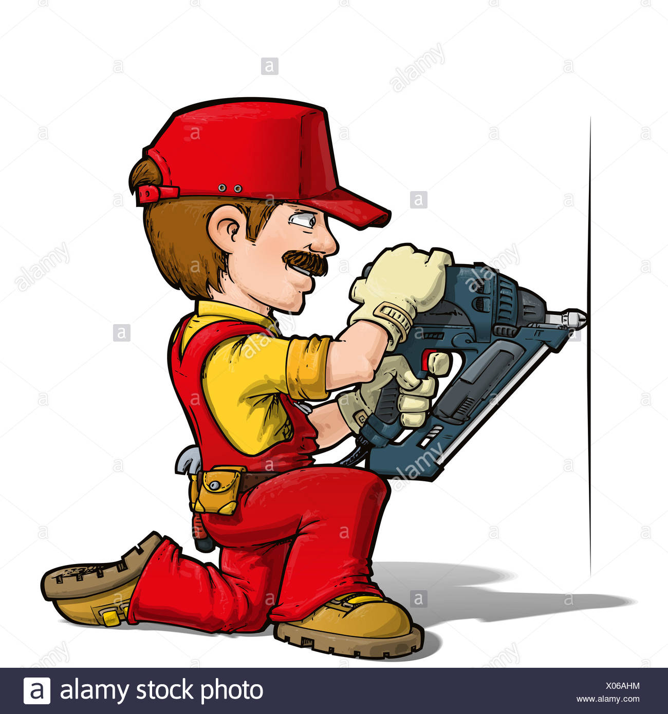 Illustration Happy Cartoon Carpenter Construction High Resolution Stock ...