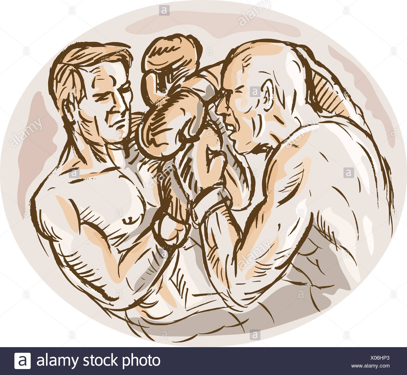 Drawing Two Punching High Resolution Stock Photography and Images - Alamy