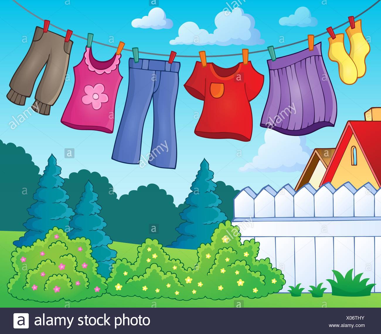 Socks Washing Line Illustration High Resolution Stock Photography and ...