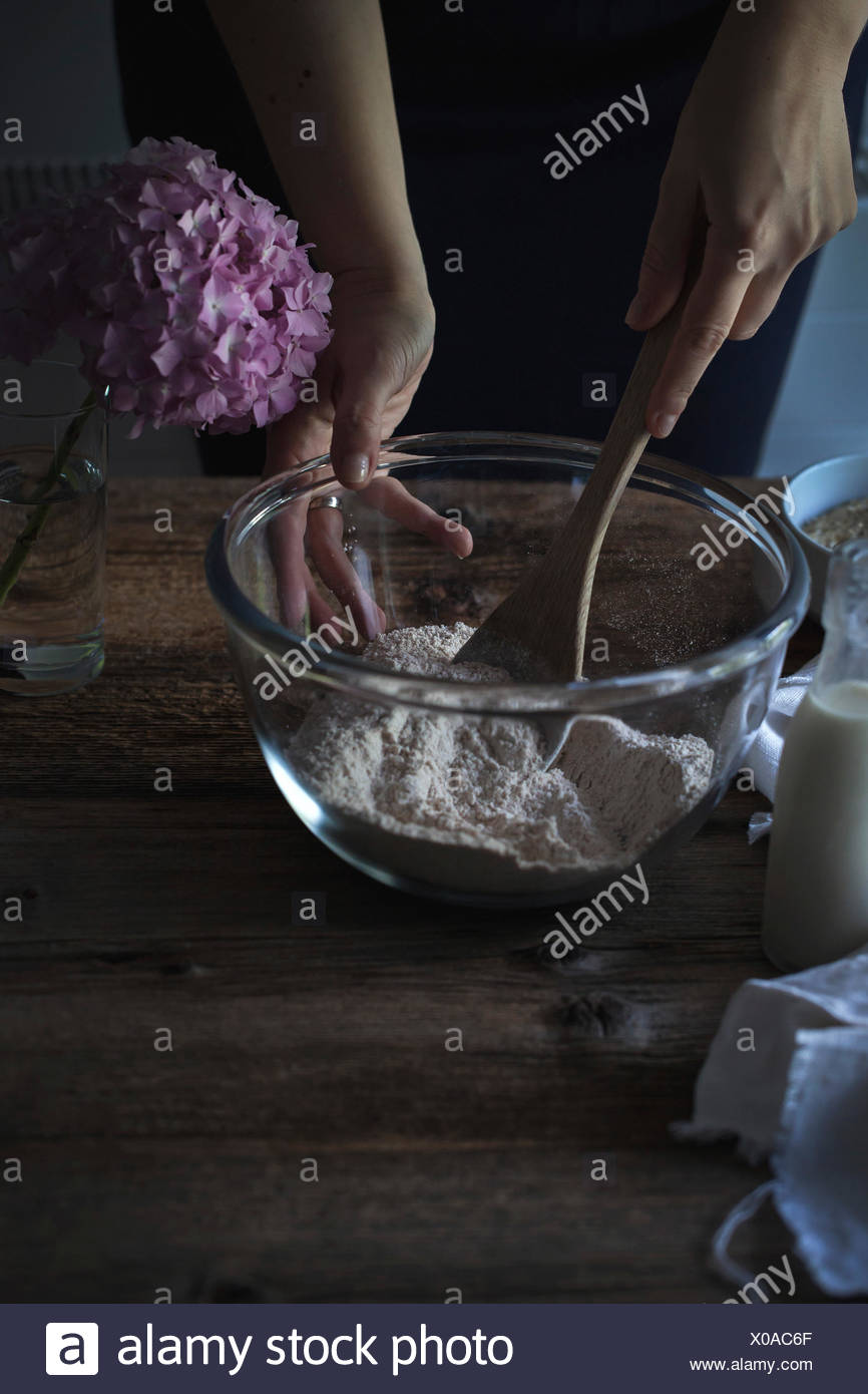 Mixing Bowl Flour Wooden Spoon High Resolution Stock Photography and ...