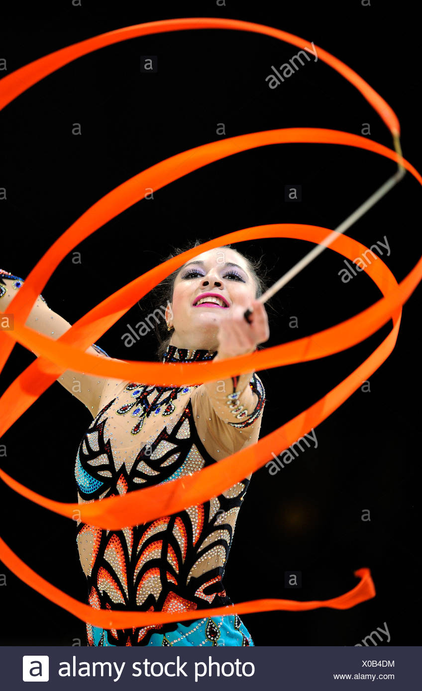 Woman Doing Rhythmic Gymnastics Rope High Resolution Stock Photography ...