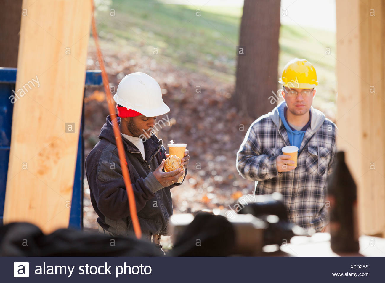 Construction Drinking Coffee Construction Site High Resolution Stock ...