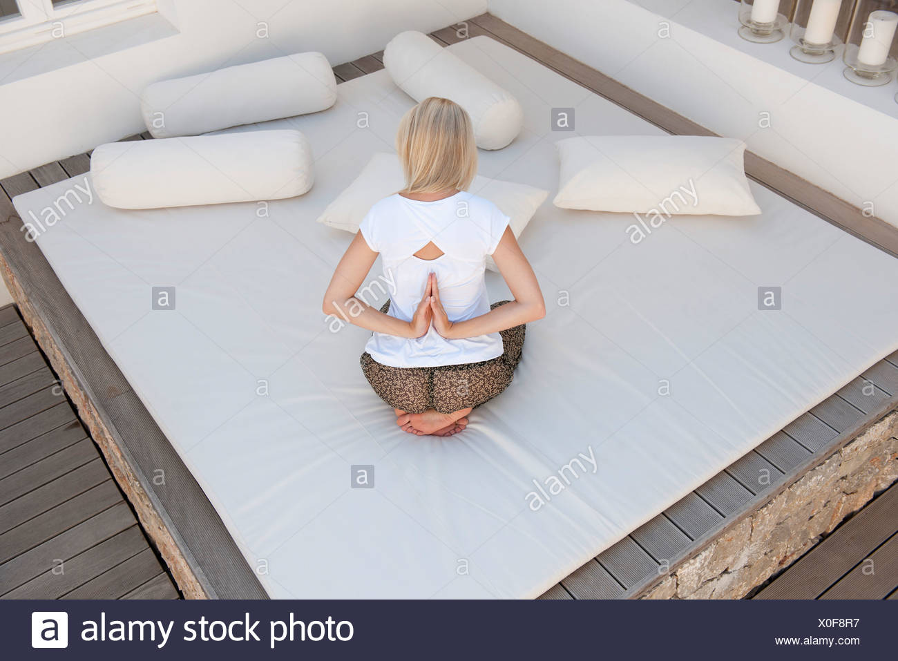 Woman Doing Reverse Prayer Pose High Resolution Stock Photography and ...