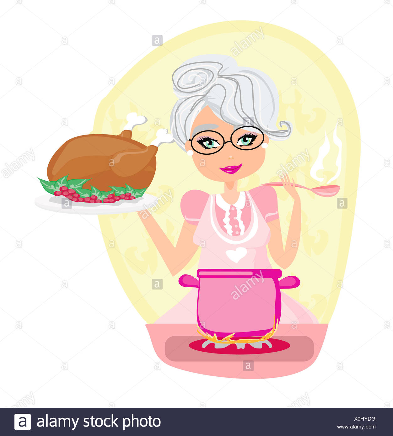 Old Lady Cooking Illustration High Resolution Stock Photography and ...