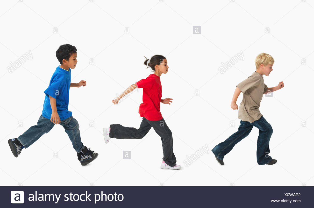 Kids Running Race Cut Out Stock Images & Pictures - Alamy
