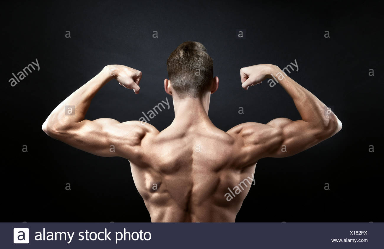 Man Flexing Back Biceps Arm Not Woman Stock Photos & Man Flexing Back ...