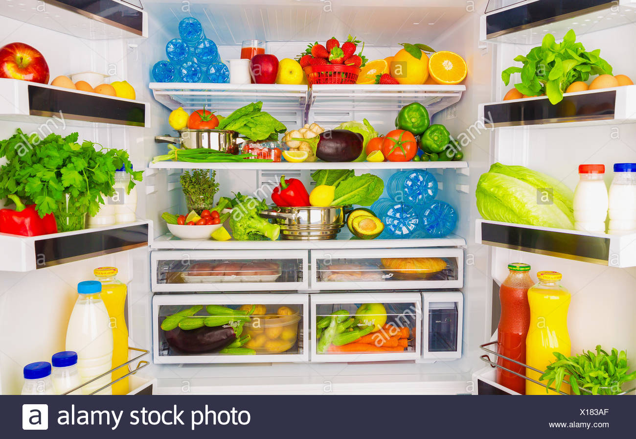 Open Fridge Full Fruits Vegetables High Resolution Stock Photography ...
