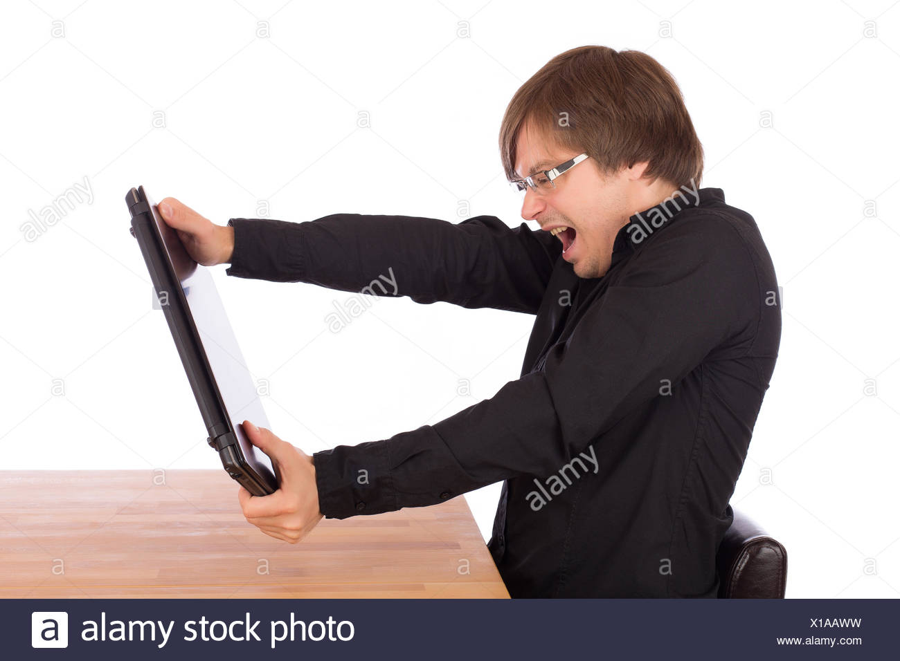 Man Destroy Computer High Resolution Stock Photography and Images - Alamy