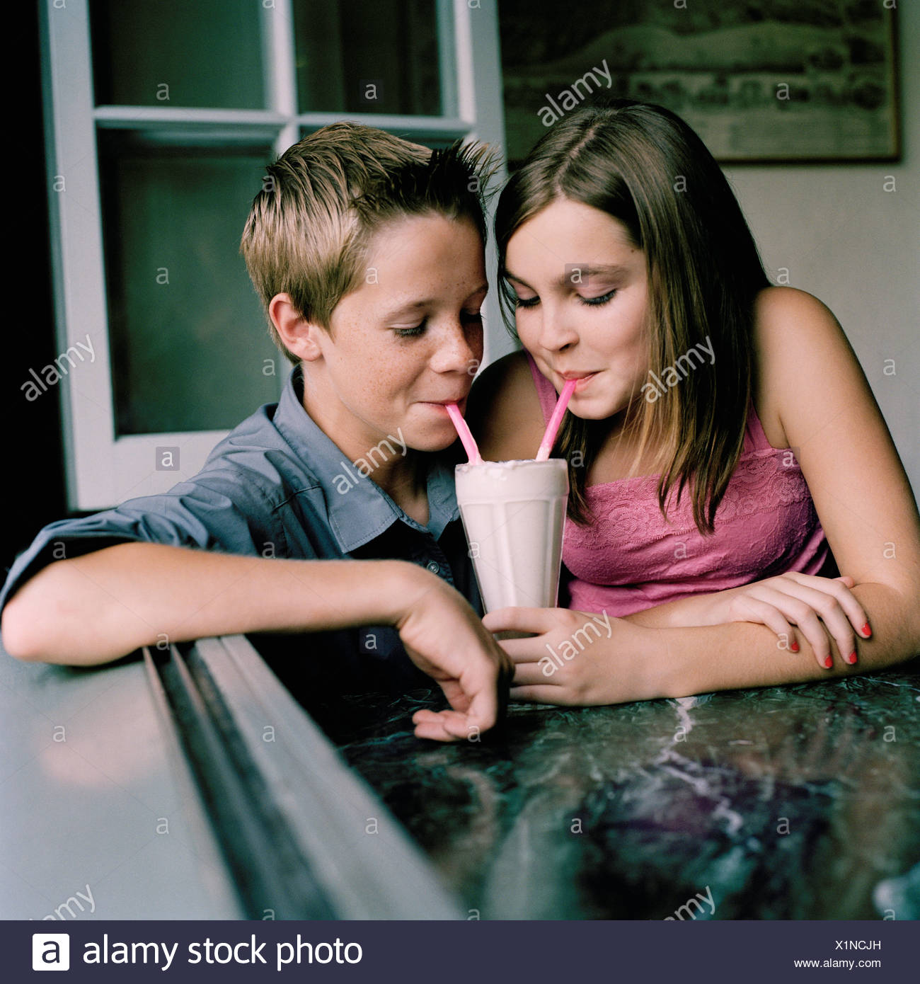 Milkshake Glass Restaurant Girl High Resolution Stock Photography and ...