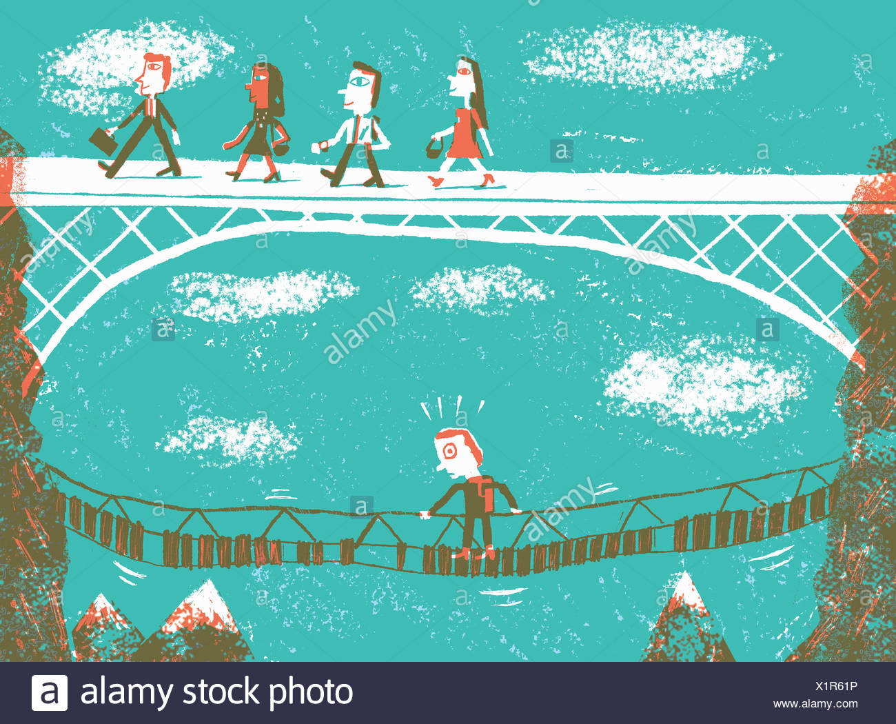 Rickety Rope Bridge Stock Photos & Rickety Rope Bridge Stock Images - Alamy