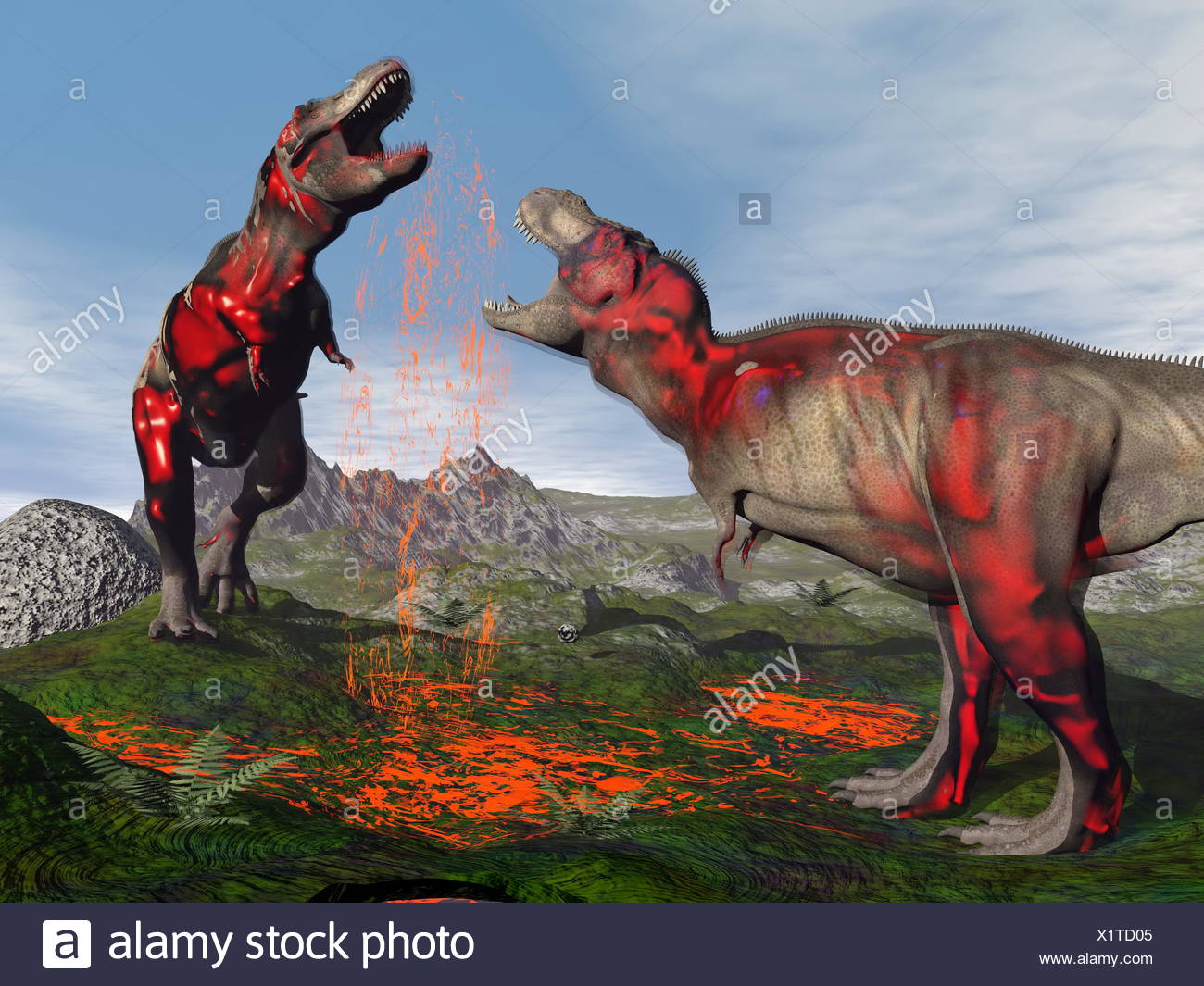Tyrannosaurus Rex Dinosaur Fight 3d High Resolution Stock Photography ...