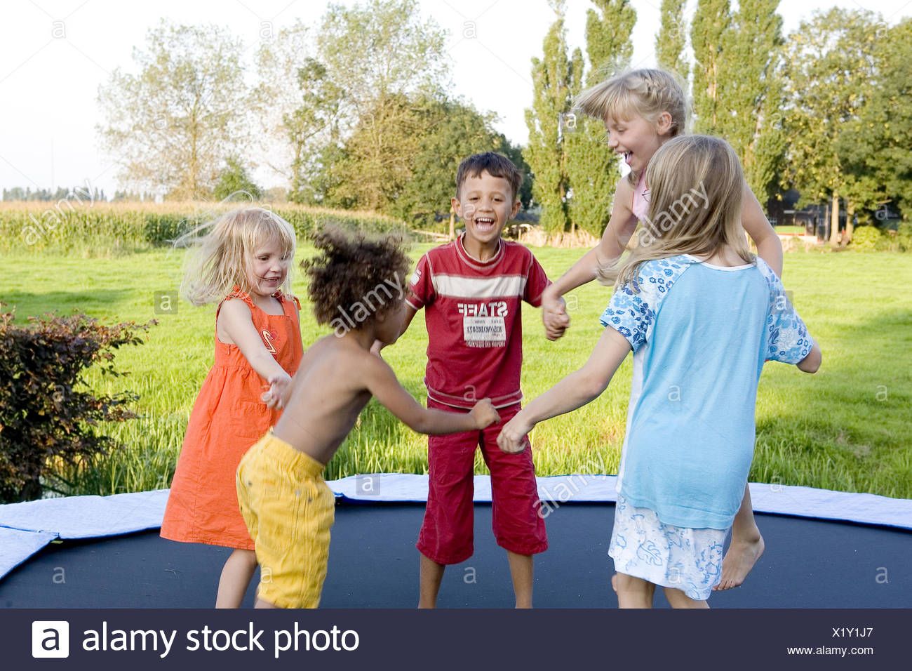 Children And Trampoline Group High Resolution Stock Photography and ...