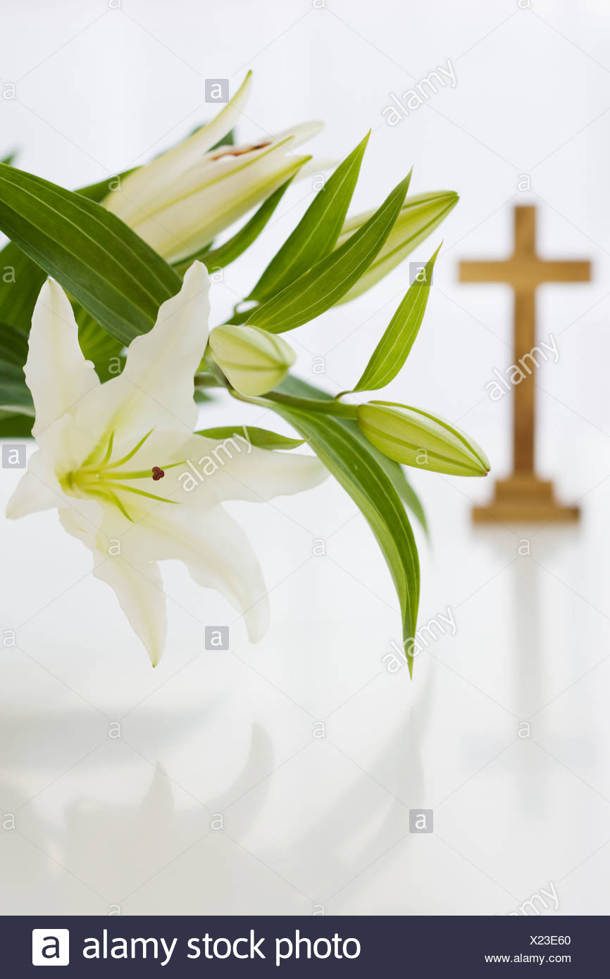 Easter Flowers And Cross Stock Photos & Easter Flowers And Cross Stock ...