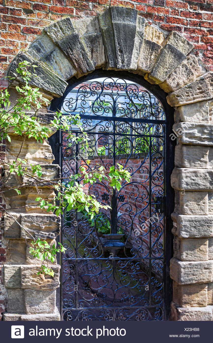 Wrought Iron Gate Open Old Stock Photos & Wrought Iron Gate Open Old ...