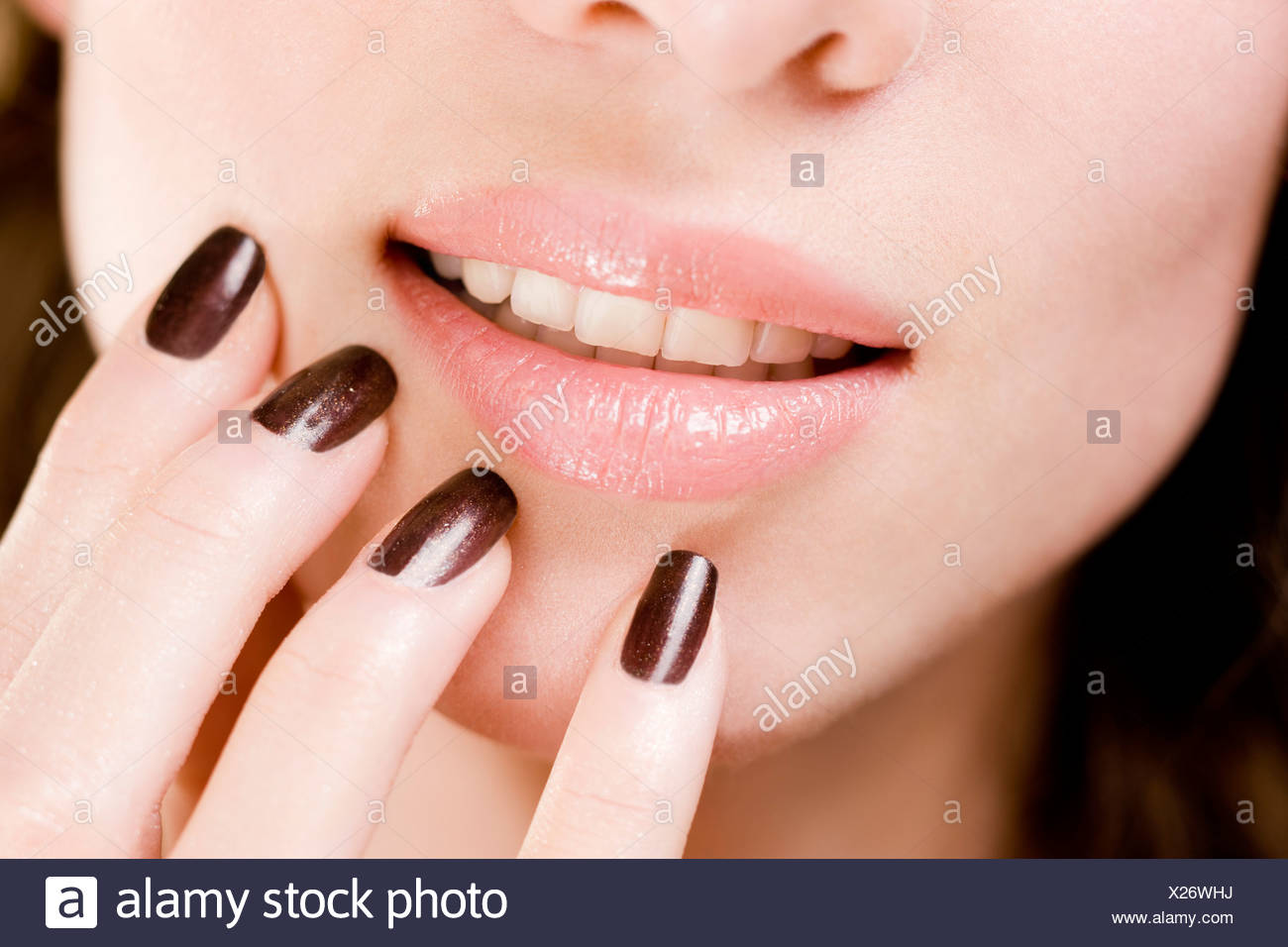 Woman Touching Lips Close Up High Resolution Stock Photography and ...