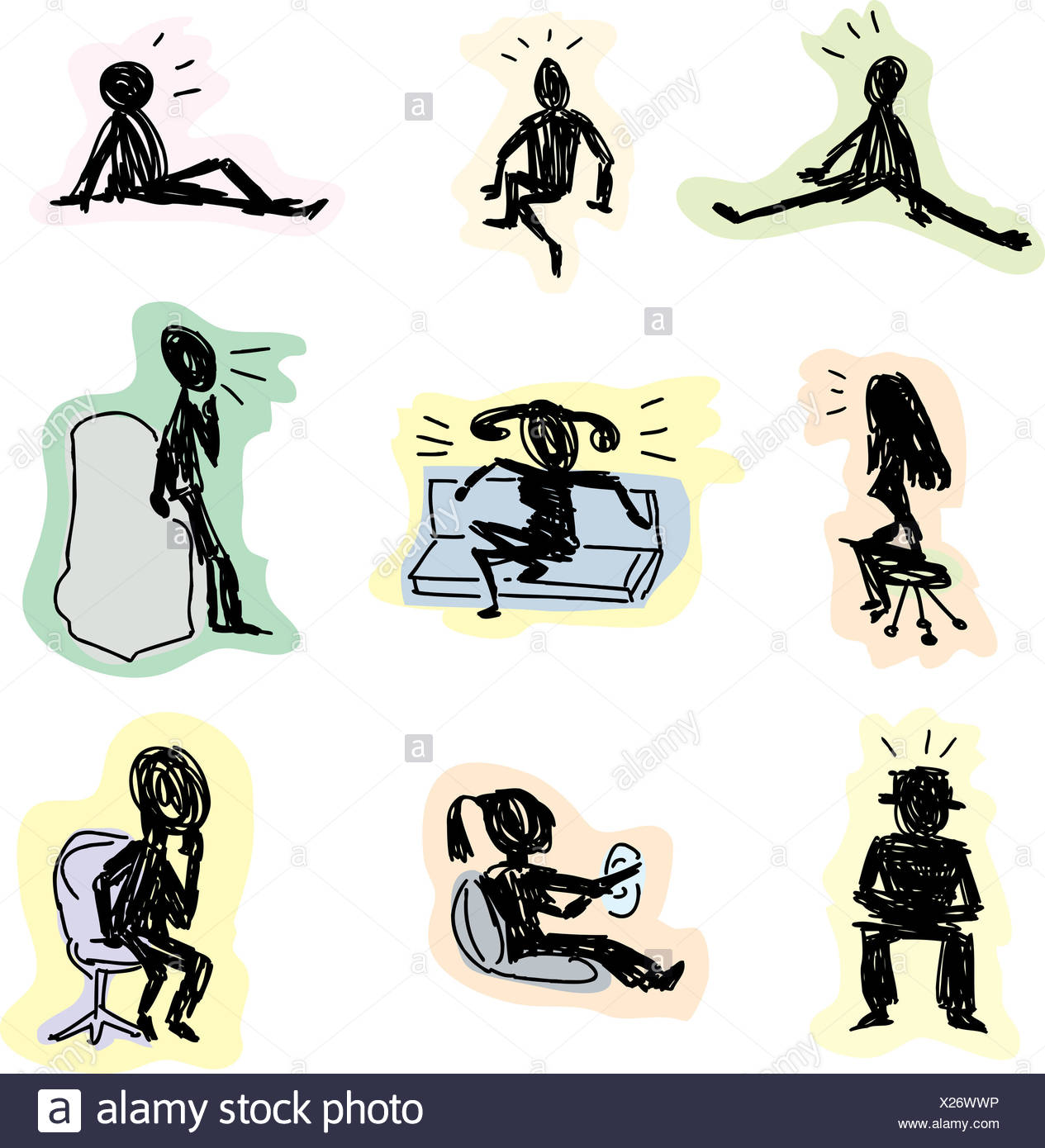 Illustration Stick Figure Woman Thinking High Resolution Stock ...