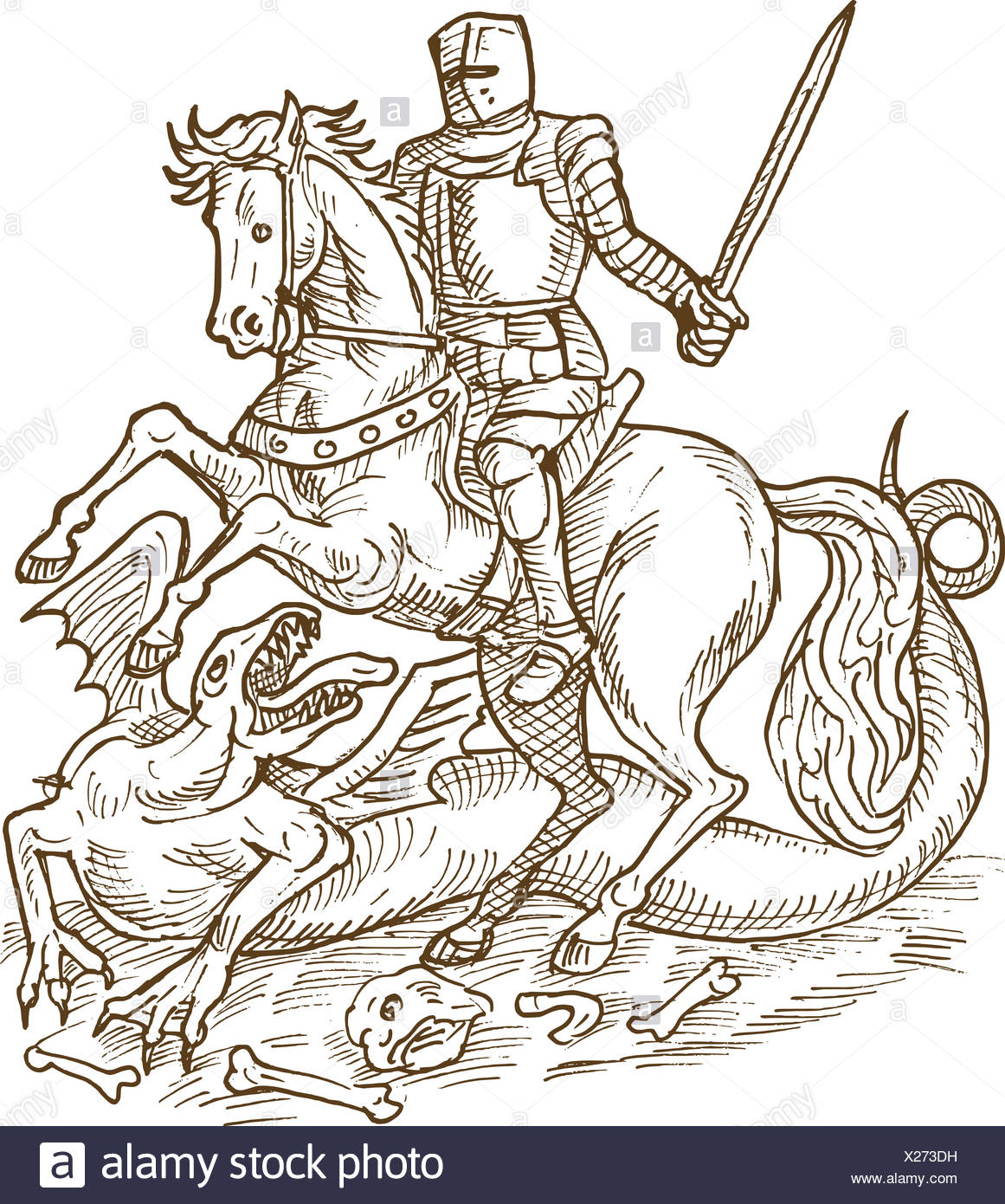 St George And The Dragon Sketch High Resolution Stock Photography and ...