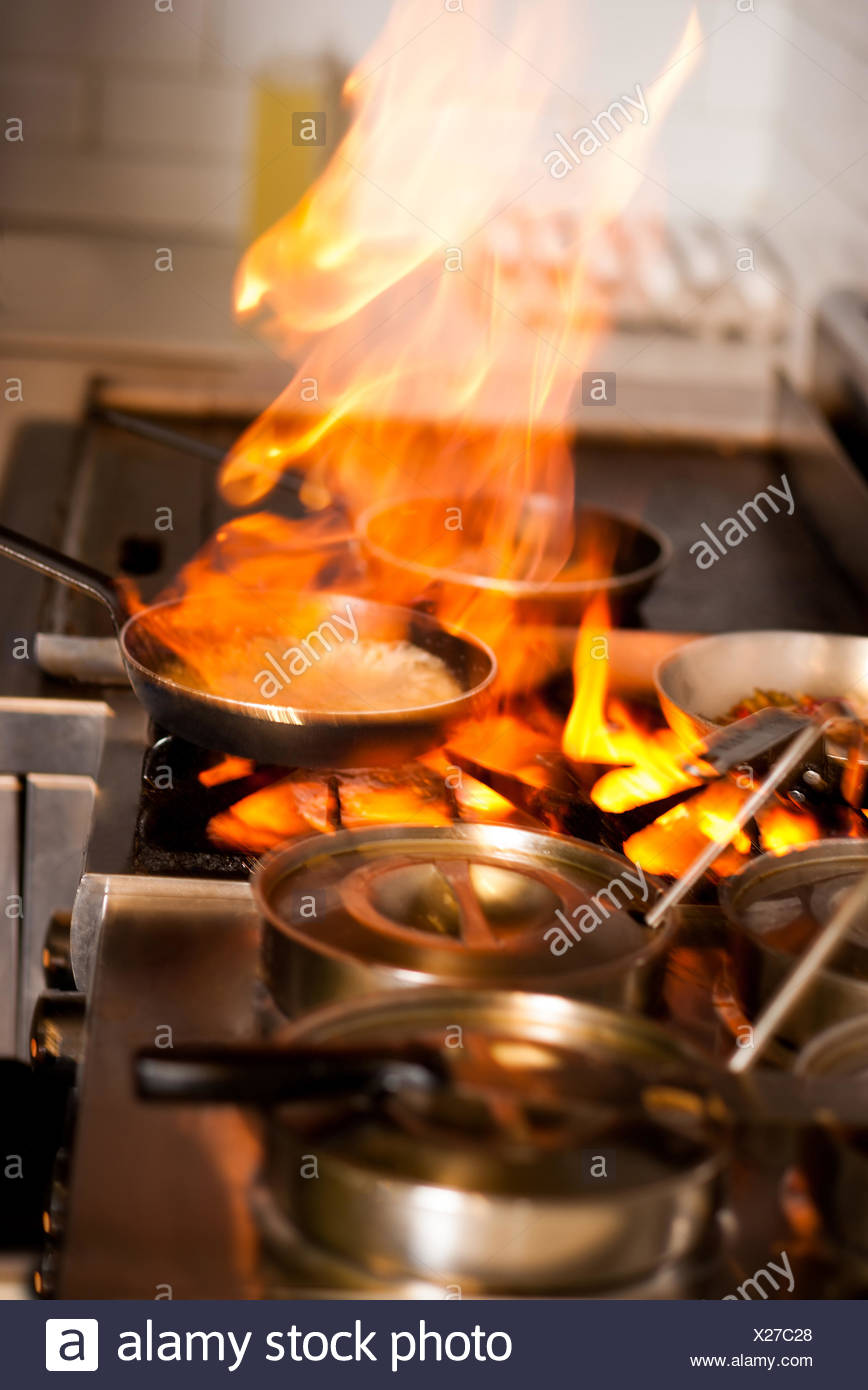 Frying Pan On Burning Gas Stock Photos & Frying Pan On Burning Gas ...
