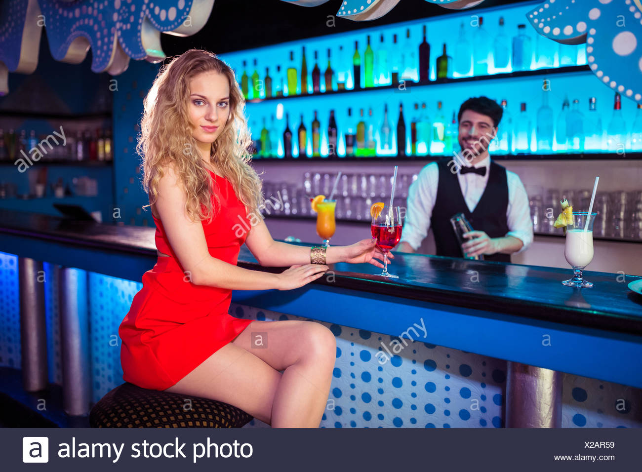Legs Woman Sitting Bar Counter High Resolution Stock Photography and ...