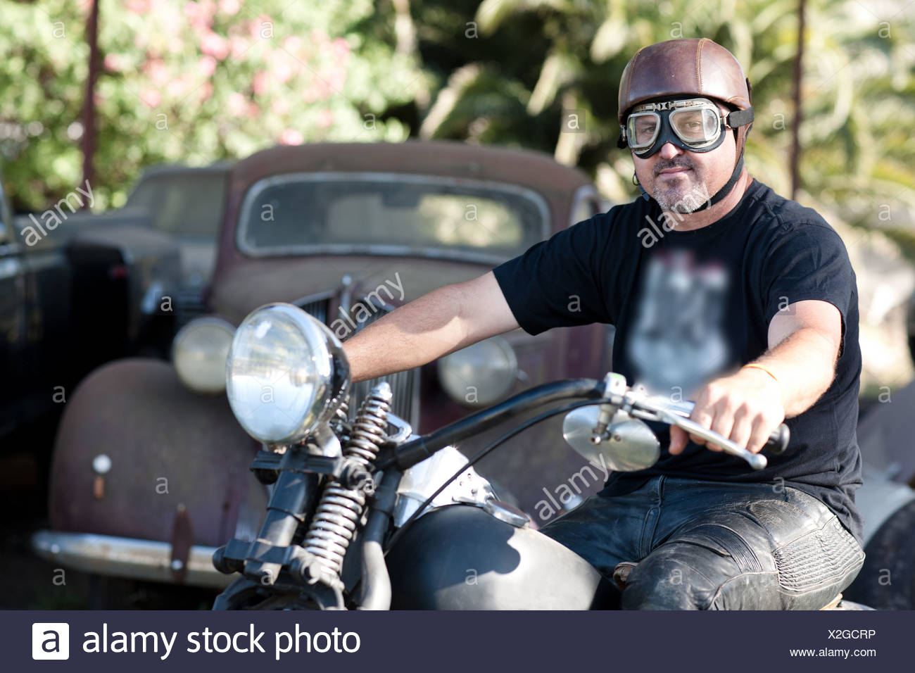 Mature Man Posing Motorcycle High Resolution Stock Photography and ...