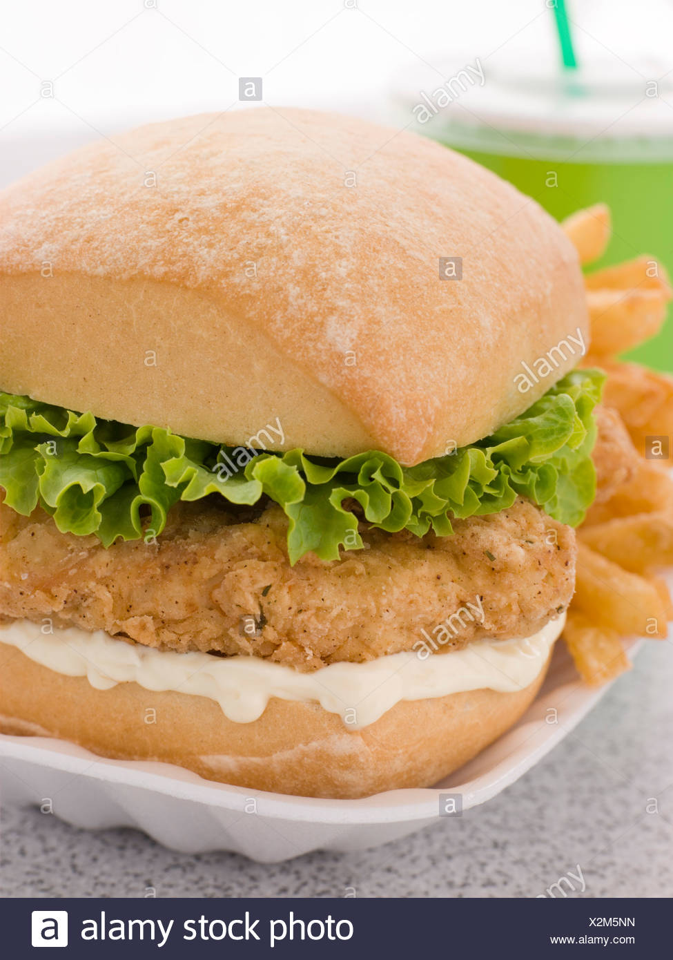 Chicken Burger French Fries Chips High Resolution Stock Photography and ...