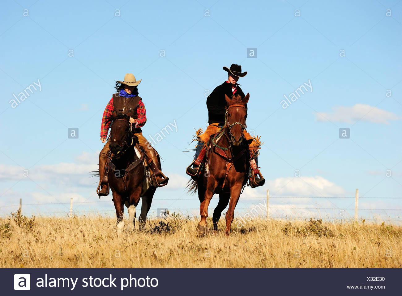 Two Cowboys Riding Horses High Resolution Stock Photography and Images ...