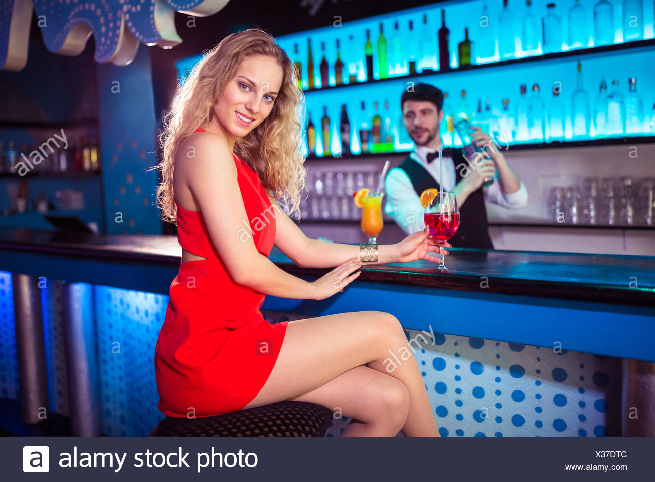 Legs Woman Sitting Bar Counter High Resolution Stock Photography and Images - Alamy