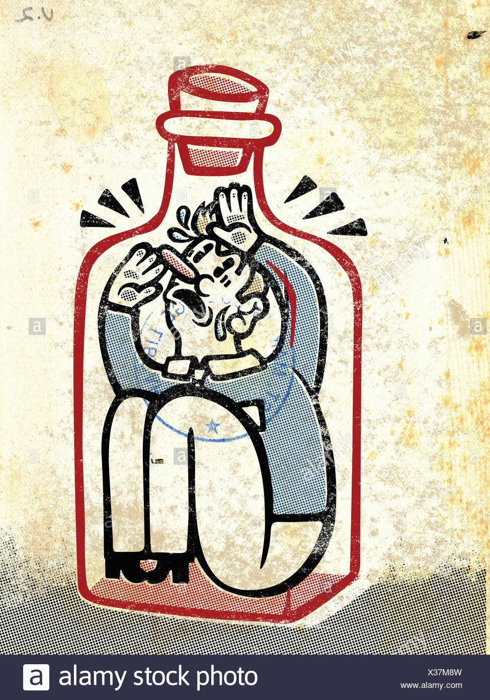 Cartoon Illustration Desperate Man Trapped Stock Photos & Cartoon ...