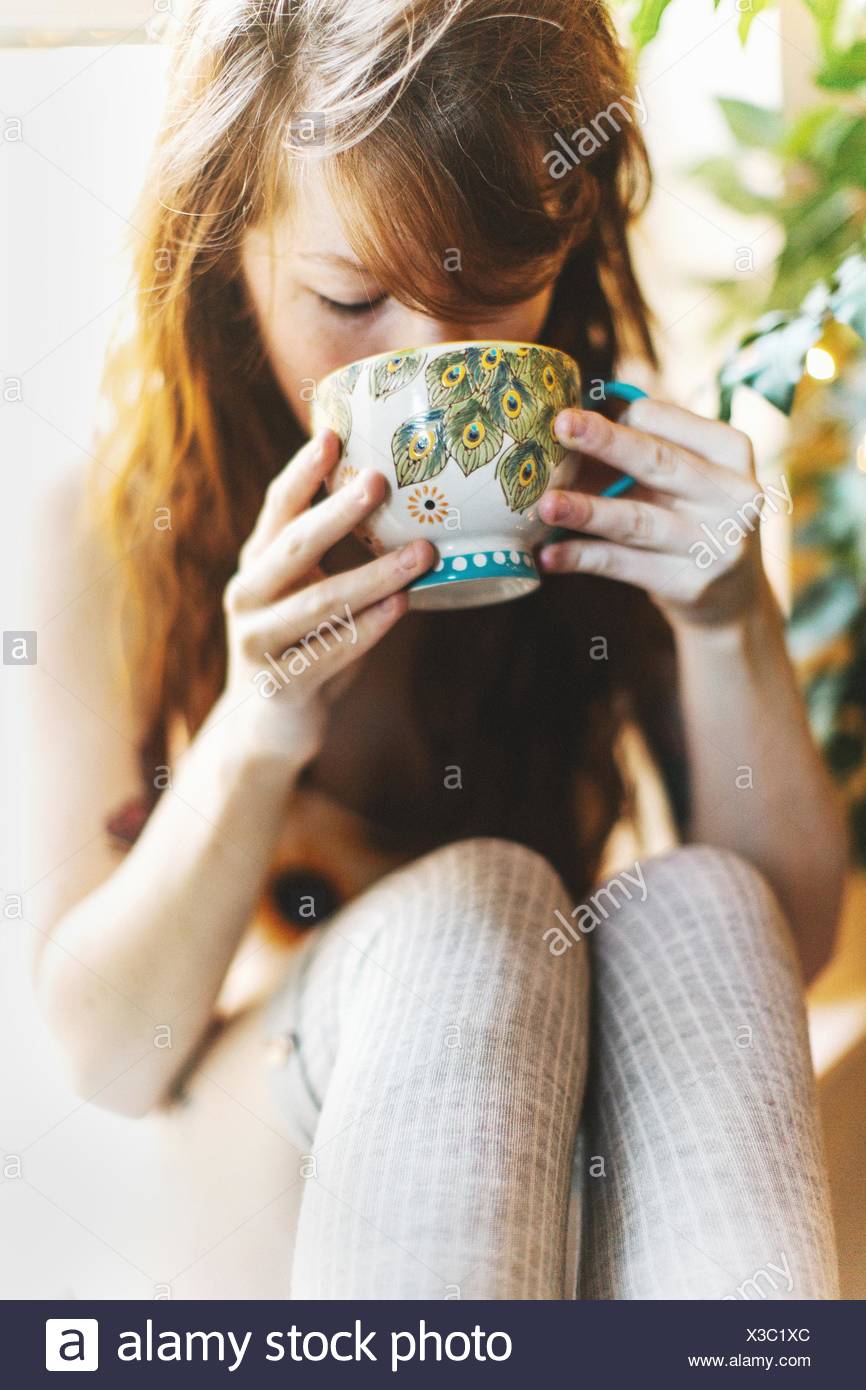Vintage Woman Drinking Tea Stock Photos & Vintage Woman Drinking Tea ...
