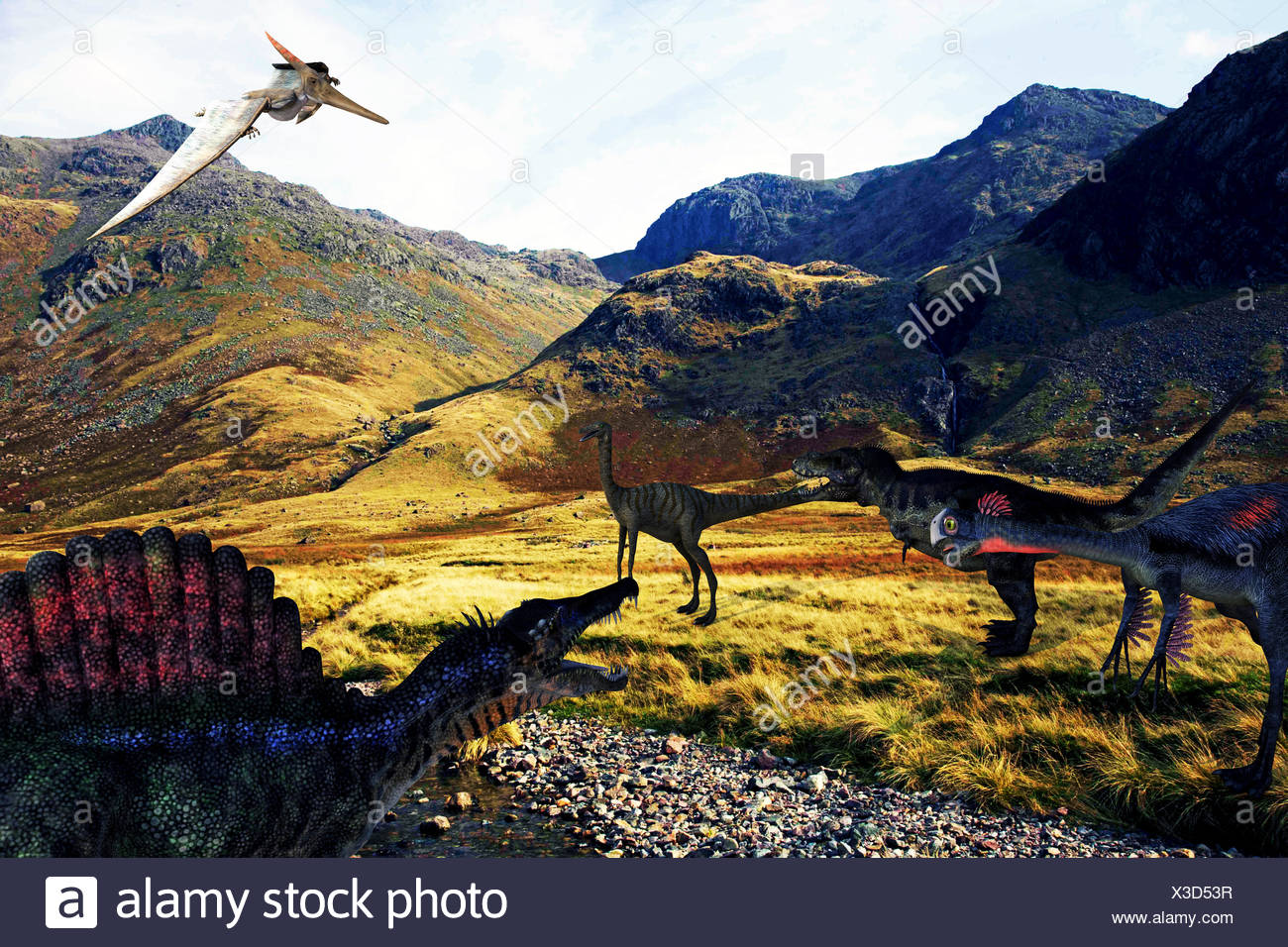 Jurassic Landscape Dinosaurs High Resolution Stock Photography and ...