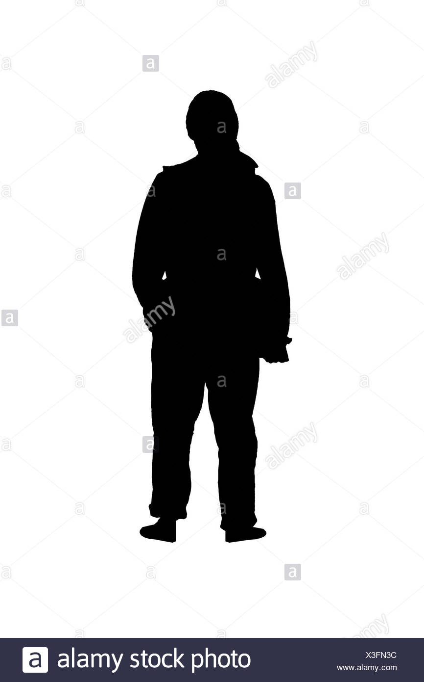 Man Silhouette Standing Back Full Black and White Stock Photos & Images ...