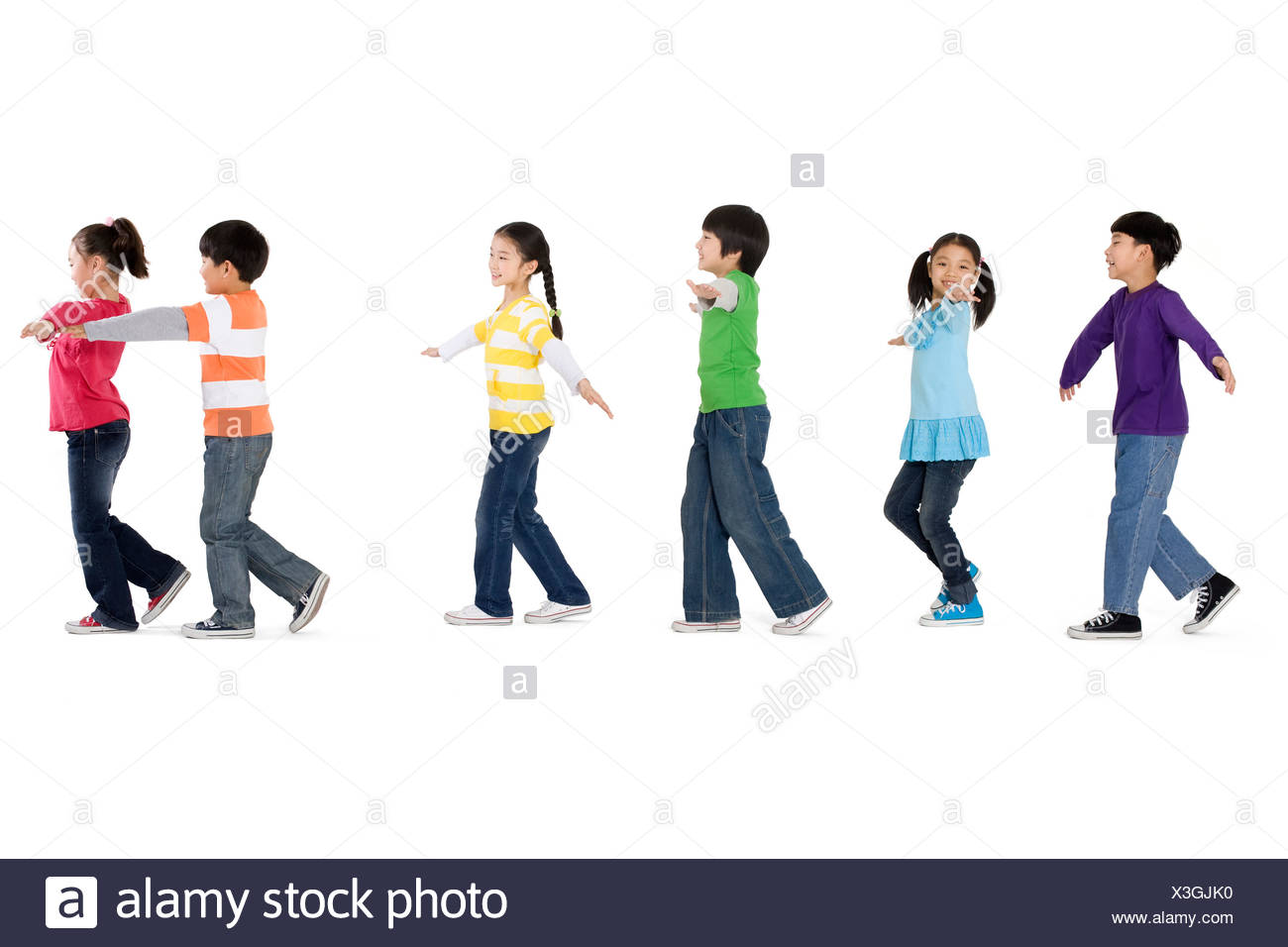 Children Walking In Line