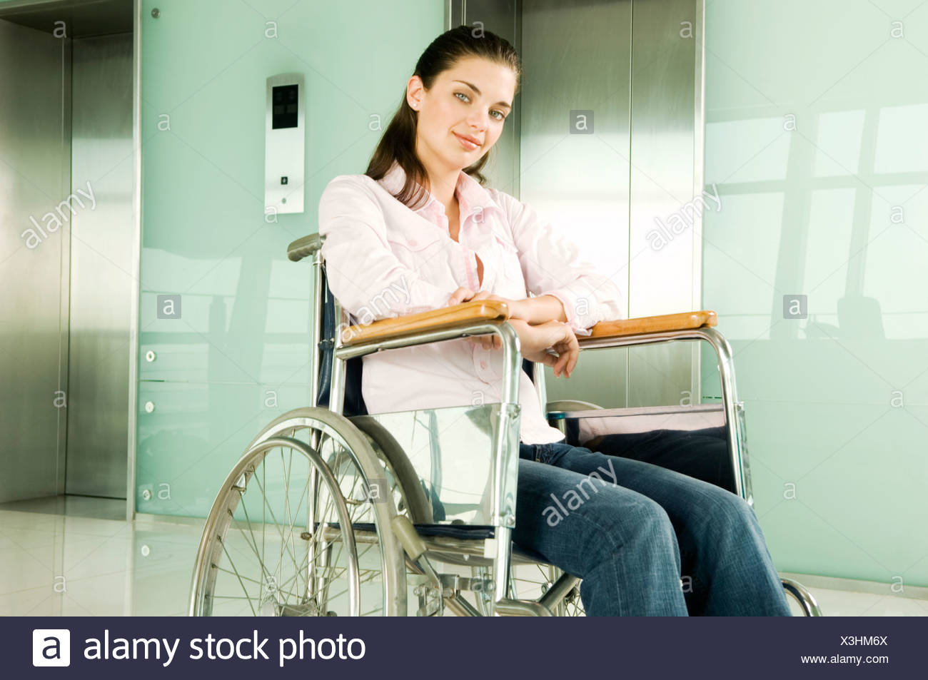 Disabled Young Woman In Wheelchair Stock Photos & Disabled Young Woman ...