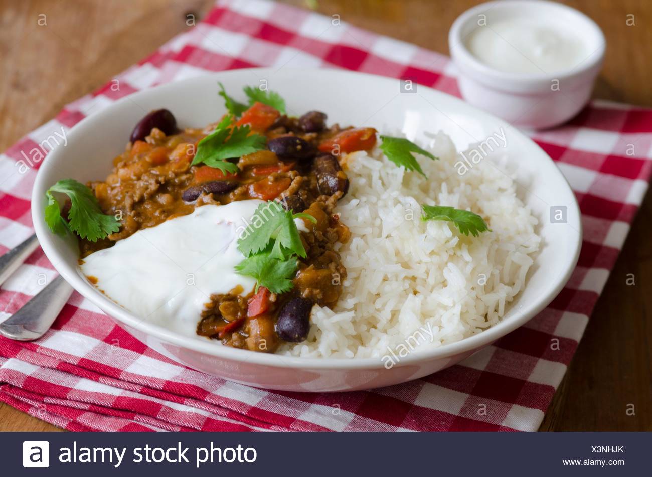 Chilli Con Carne Basmati Rice Stock Photos & Chilli Con Carne Basmati ...
