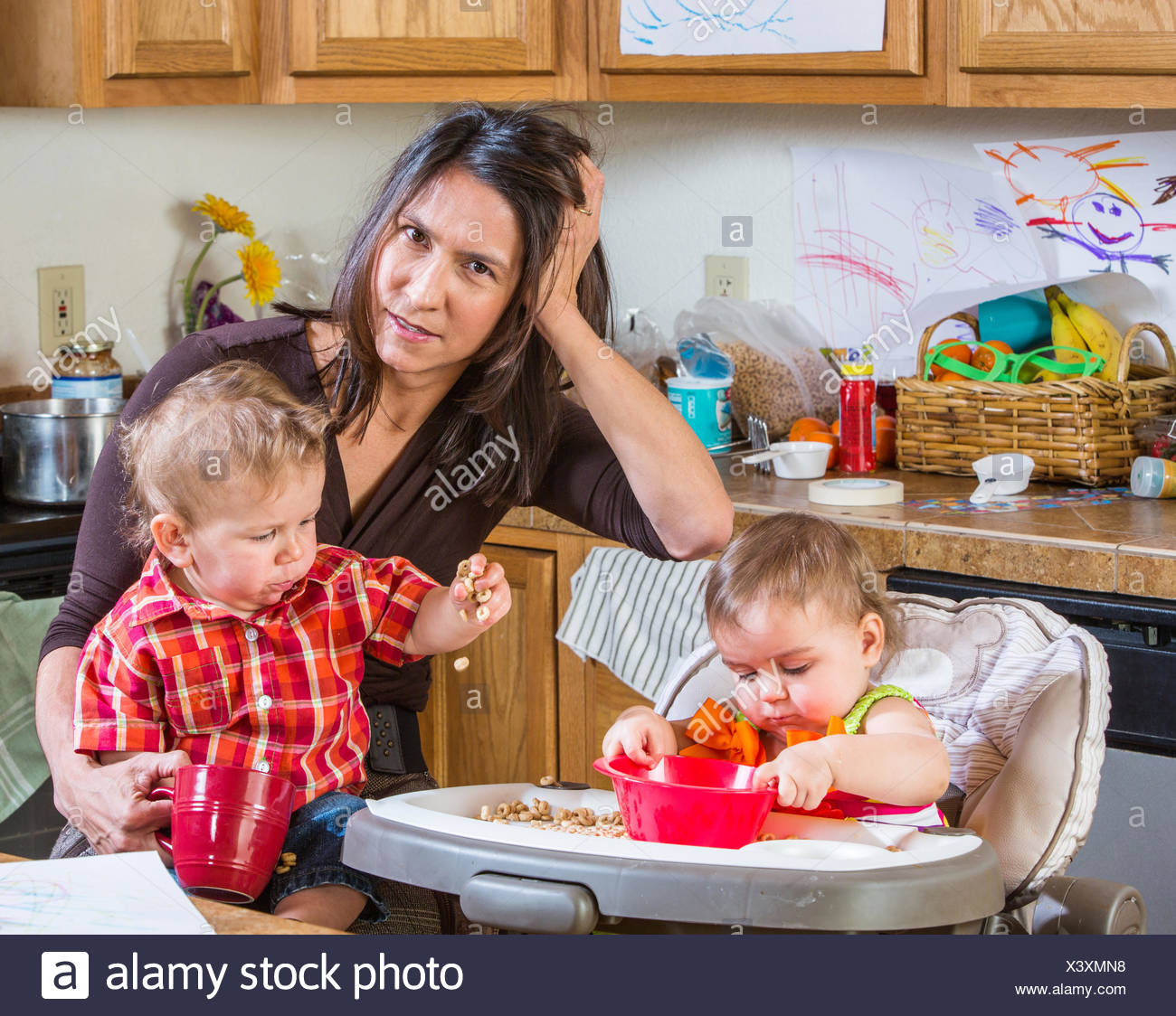 Overwhelmed Mother Children Stock Photos & Overwhelmed Mother Children ...