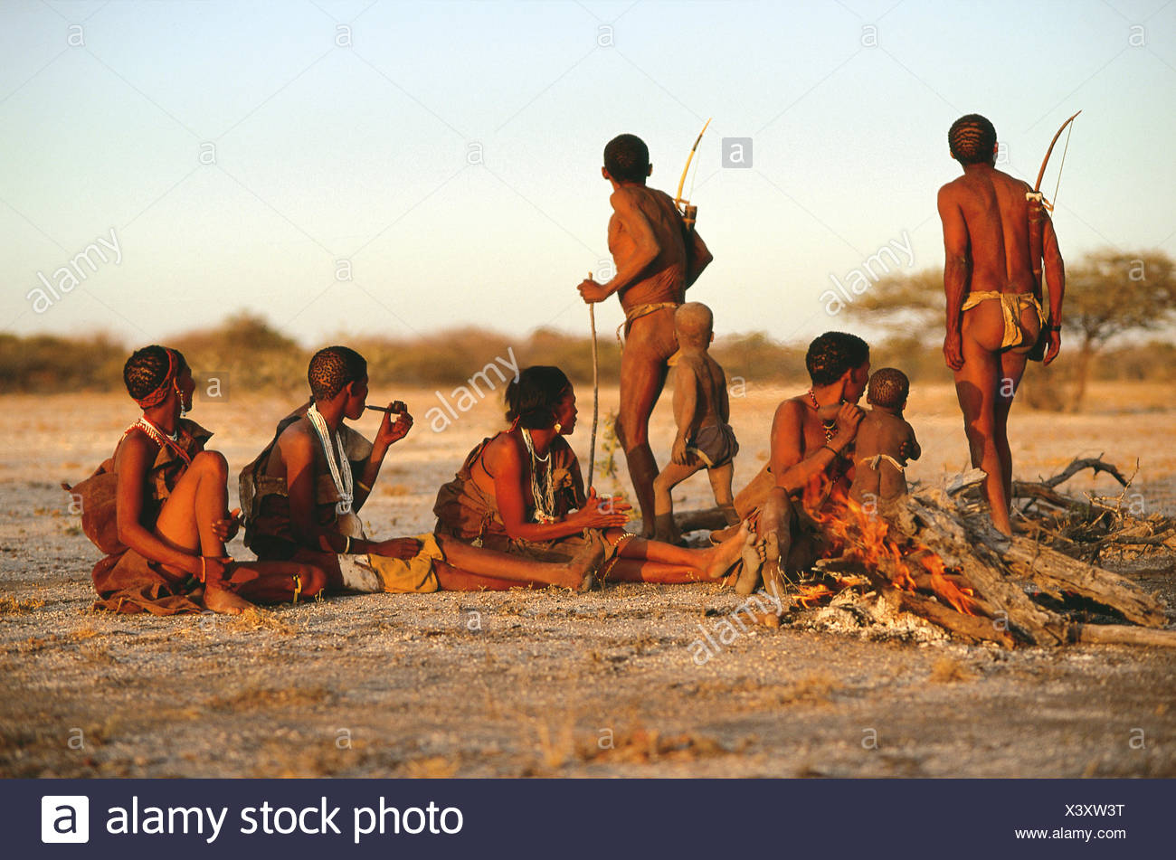 Bushman Tribe Around Fire Botswana Stock Photos & Bushman Tribe Around Fire Botswana Stock ...