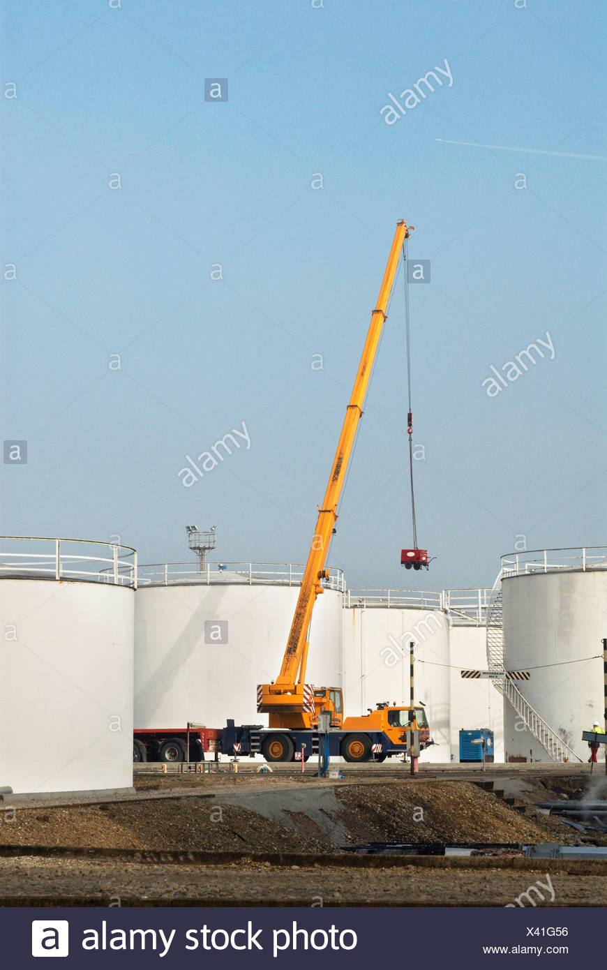 Generator Hoisted Mobile Crane Onto High Resolution Stock Photography ...