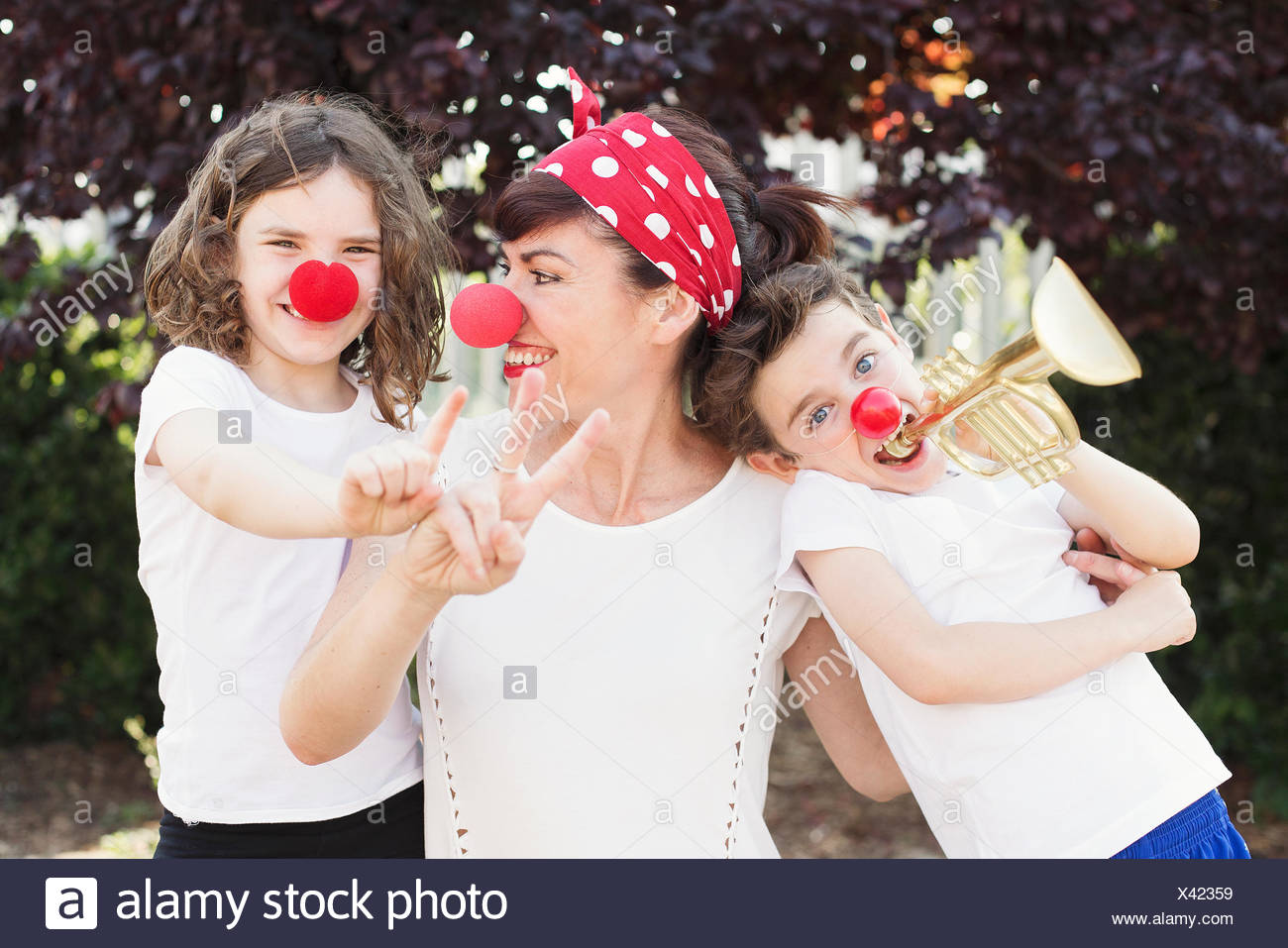 Son And Daughter Dressed As Clowns High Resolution Stock Photography ...